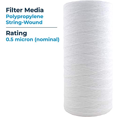 SpiroPure SP-WP0.5-BB 10x4.5 0.5 Micron String-Wound Polypropylene Water Filter Cartridge SWC-45-10-0.5 WP.5BB97P 355212-43 (Case of 8)