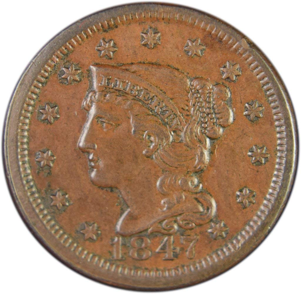 Braided Hair Large Cent in Circulated Condition 1839-1857 Random Coin