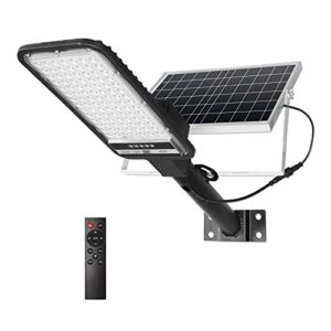 niorsun 100w solar street lights outdoor, led security flood light motion sensor dusk to dawn ip67 waterproof with remote control for garden, basketball court, garage, parking lot