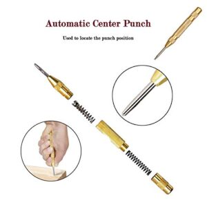 HSS Titanium-Coated Spiral Groove Step Drill 4-Piece Set with Automatic Center Punch, 1/4" Hexagon Shank Drill bit, for Plastic, Wood, Metal, Multi-Hole Taper Drill bit Set