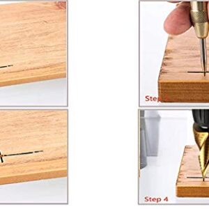 HSS Titanium-Coated Spiral Groove Step Drill 4-Piece Set with Automatic Center Punch, 1/4" Hexagon Shank Drill bit, for Plastic, Wood, Metal, Multi-Hole Taper Drill bit Set