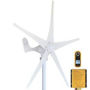 pikasola wind turbine generator kit 400w 24v with 5 blade, wind generator kit with charge controller, wind power generator for marine, rv, home, windmill generator suit for hybrid solar wind system