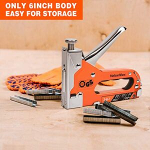 ValueMax Staple Gun, Heavy Duty 3-in-1 Manual Nail Gun with 3000 Staples, Upholstery Stapler for Wood, Furniture, Carpet, Carpentry, DIY, Wire, Decoration, Craft, Fixing Material, Decoration