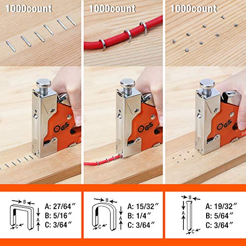 ValueMax Staple Gun, Heavy Duty 3-in-1 Manual Nail Gun with 3000 Staples, Upholstery Stapler for Wood, Furniture, Carpet, Carpentry, DIY, Wire, Decoration, Craft, Fixing Material, Decoration