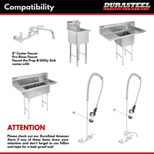 DuraSteel Wall Mount Faucet Installation Kit - Commercial Kitchen Faucet Mounting Adapter Set for 1/2-inch IPS Female Inlet - Space Saving Backsplash Kit