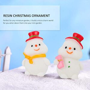 BESTOYARD 12pcs Christmas Miniatures Snowman Fairy Garden Ornaments Resin Crafts DIY Snow Globe Figurines Landscape Decorations Dollhouse Decor