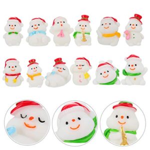 BESTOYARD 12pcs Christmas Miniatures Snowman Fairy Garden Ornaments Resin Crafts DIY Snow Globe Figurines Landscape Decorations Dollhouse Decor