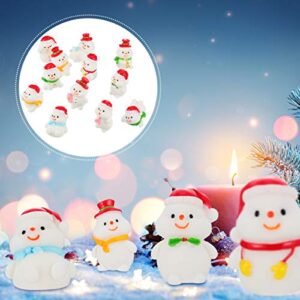 BESTOYARD 12pcs Christmas Miniatures Snowman Fairy Garden Ornaments Resin Crafts DIY Snow Globe Figurines Landscape Decorations Dollhouse Decor