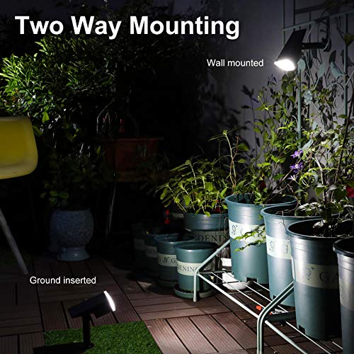 Consciot 12 LED Compact Dusk-to-Dawn Solar Powered Landscape Spotlights Outdoor, IP67 Waterproof 6500K Cool White, 2-in-1 Decorative Lighting for Garden, Pathway, Patio, Yard, 4 Pack