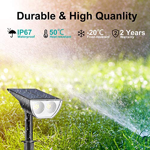 Consciot 12 LED Compact Dusk-to-Dawn Solar Powered Landscape Spotlights Outdoor, IP67 Waterproof 6500K Cool White, 2-in-1 Decorative Lighting for Garden, Pathway, Patio, Yard, 4 Pack