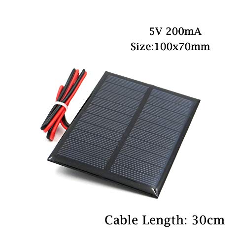 RANIT 100mm x 70mm 5V 200mA Poly Mini Solar Cell Panel Module with 30cm Cable DIY for Charger