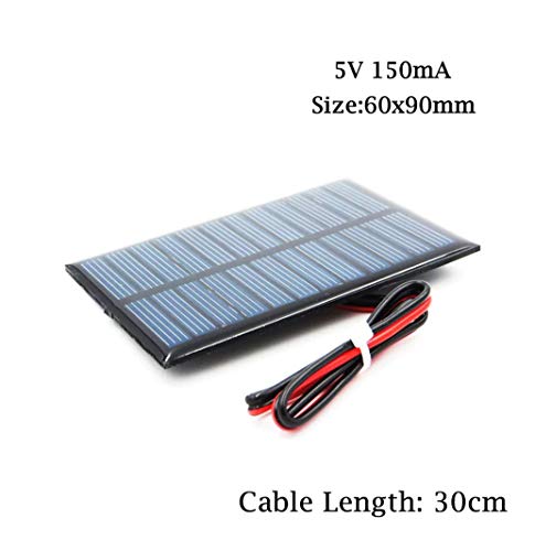 RANIT 60mm x 90mm 5V 150mA Poly Mini Solar Cell Panel Module with 30cm Cable DIY for Charger