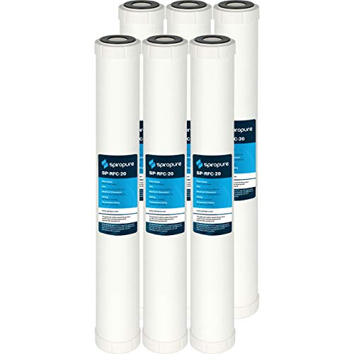 SpiroPure SP-RFC-20 20x2.5 25 Micron Coconut Shell Radial Flow Granular Activated Carbon (GAC) Water Filter Cartridge RFC-20 155065-43 SDP-2520 (Case of 6)