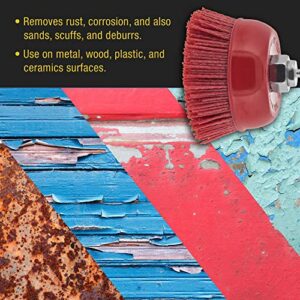 Dura-Gold 4" Abrasive Filament Nylon Bristle Cup Brush - Coarse Sanding Scuffing Brush, 5/8" 11 Thread, 1/4" Drill Arbor - Remove Rust, Corrosion, Paint - Surface Prepping for Truck Bed Liner Coatings