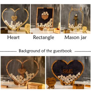 RIZONE Rustic Wedding Guest Book, Heart Drop Guest Book, Personalized Wedding Guest Book Alternative, Heart Frame Wedding Guest Book, Guest Book Sign, Wedding Decor, Wooden Drop Box