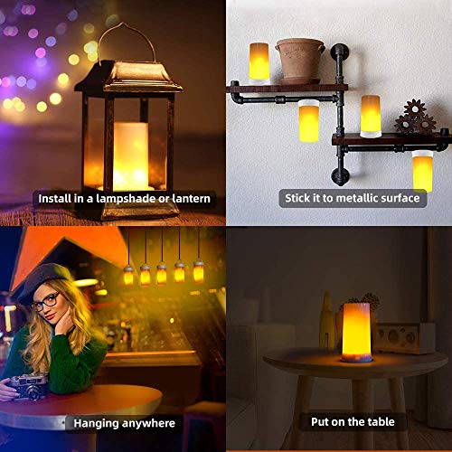 LED Flame Effect Light, Fireplace Light with Remote & Timer, USB Rechargeable Battery Operated Flame Lamp, Waterproof Dimmable 4 Modes Flameless Candle Light for Room Party Bar Decor 2 PCS