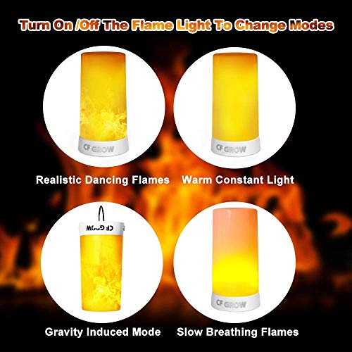 LED Flame Effect Light, Fireplace Light with Remote & Timer, USB Rechargeable Battery Operated Flame Lamp, Waterproof Dimmable 4 Modes Flameless Candle Light for Room Party Bar Decor 2 PCS