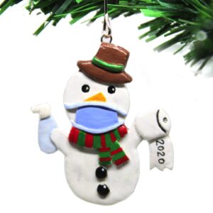 Quarantine Christmas Ornament 2020 Snowman | Face Mask Hand Sanitizer Covid Christmas Tree Ornaments