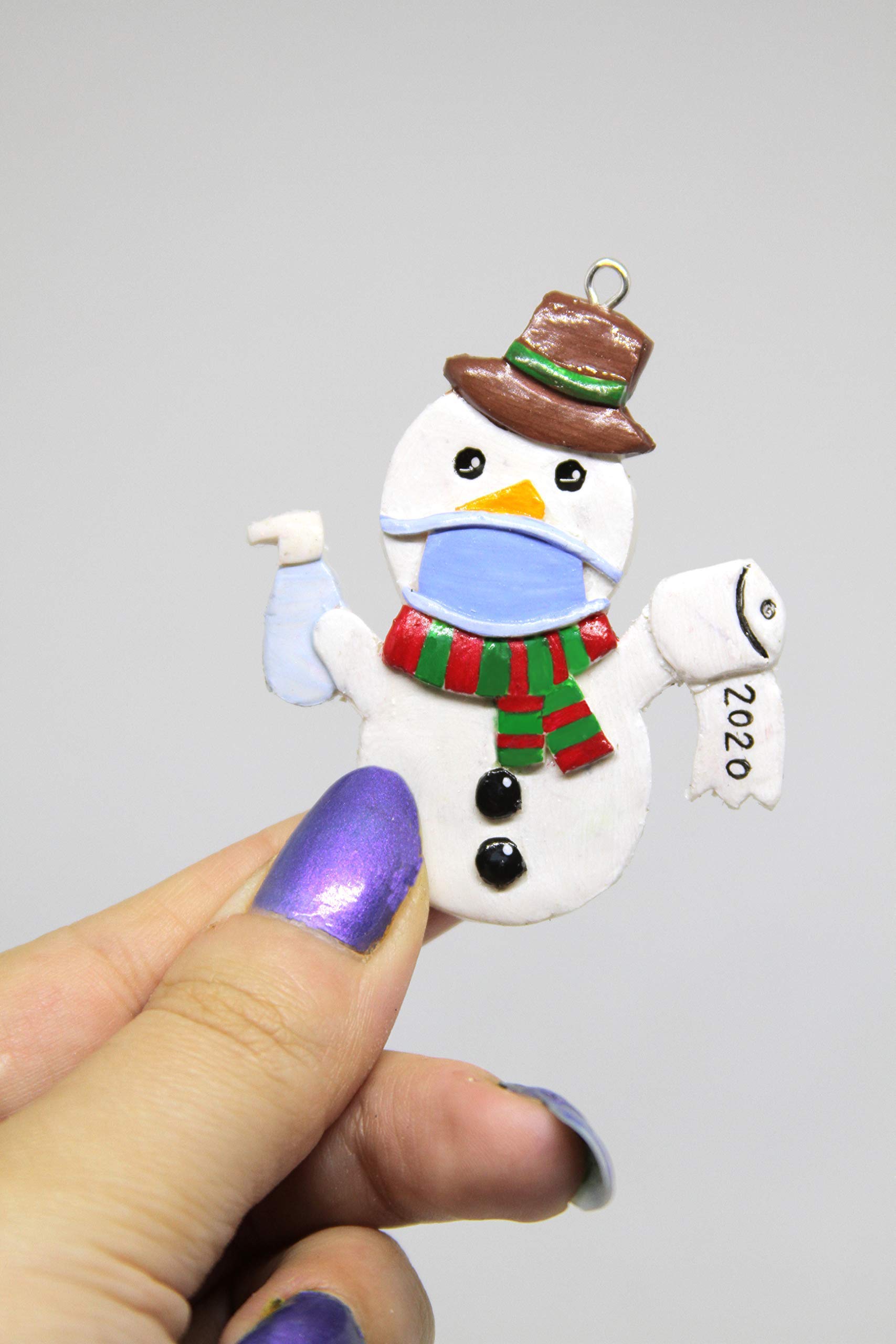 Quarantine Christmas Ornament 2020 Snowman | Face Mask Hand Sanitizer Covid Christmas Tree Ornaments