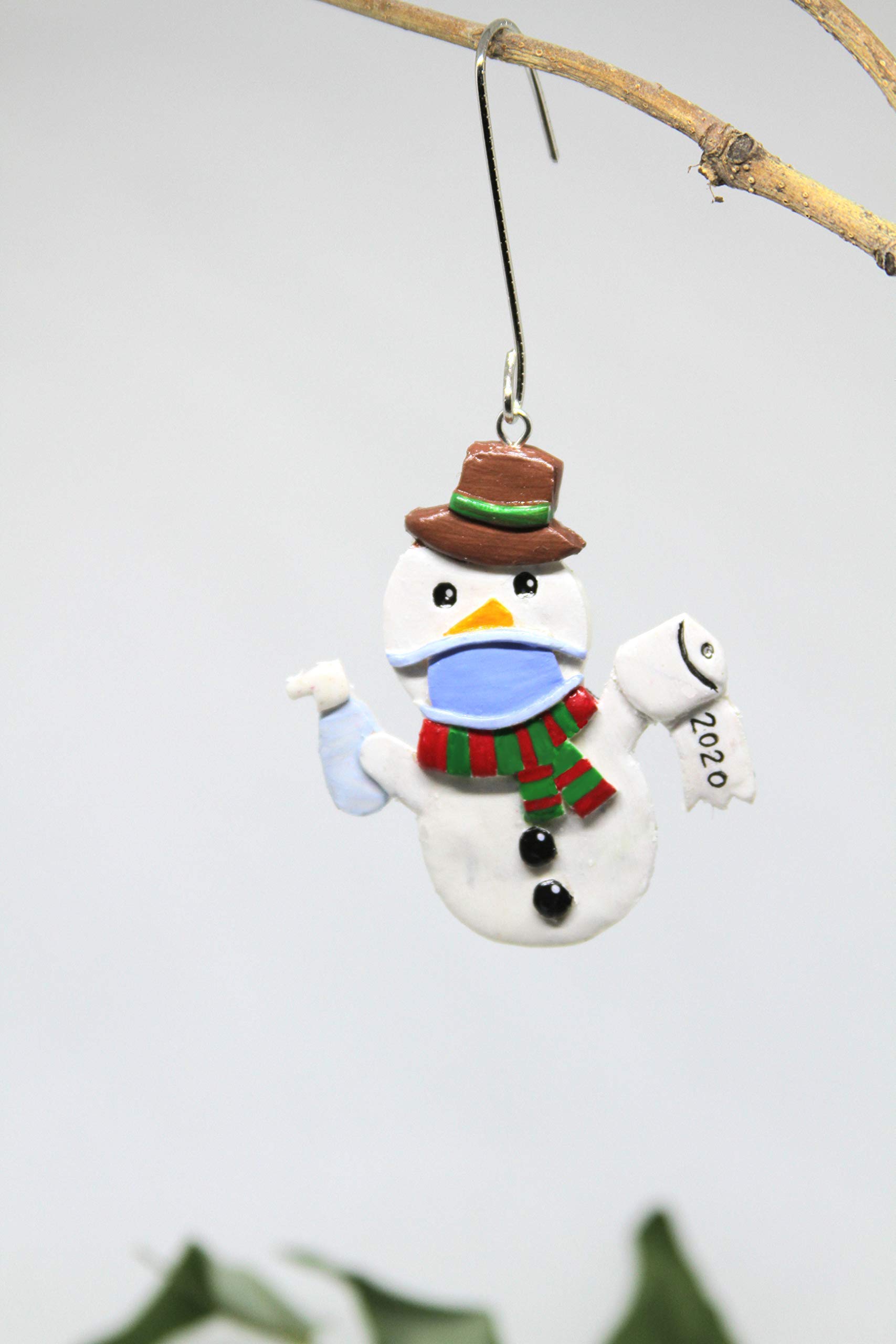 Quarantine Christmas Ornament 2020 Snowman | Face Mask Hand Sanitizer Covid Christmas Tree Ornaments