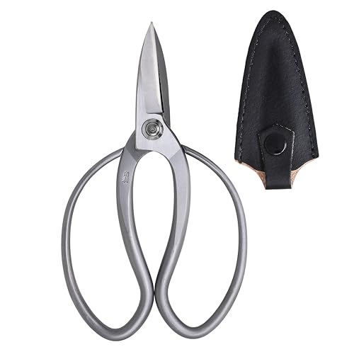 KAKURI Okubo Shears 7" (180 mm) Bonsai Scissors, Flower Arranging Scissors, Japanese Stainless Steel, Silver, Made in JAPAN