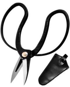 kakuri okubo shears 7" (180 mm) bonsai scissors, flower arranging scissors, japanese carbon steel professional garden tool, black, made in japan