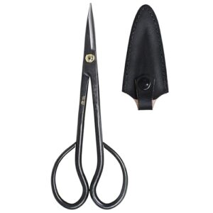 kakuri satsuki bonsai scissors 7" (180 mm) professional bonsai tool, japanese carbon steel, black, made in japan