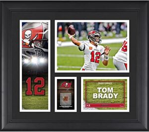 tom brady tampa bay buccaneers framed 15" x 17" player collage with a piece of game-used football - nfl game used football collages