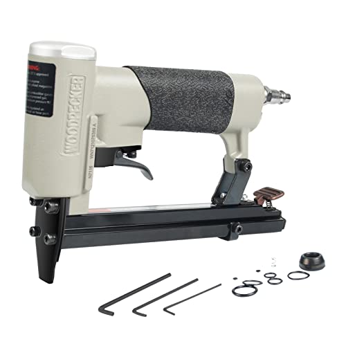 Woodpecker N7116 22 Gauge Pneumatic Upholstery Staple Gun, 3/8-Inch Crown Air Power Fine Wire Staple Gun, 1/4-Inch to 5/8-Inch Leg Length 71 Series Upholstery Stapler for Fabric, Upholstering