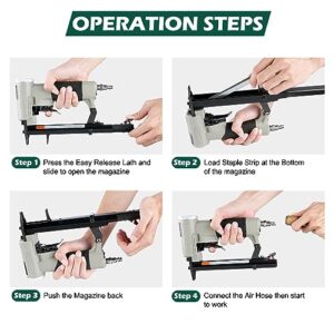 Woodpecker N7116 22 Gauge Pneumatic Upholstery Staple Gun, 3/8-Inch Crown Air Power Fine Wire Staple Gun, 1/4-Inch to 5/8-Inch Leg Length 71 Series Upholstery Stapler for Fabric, Upholstering