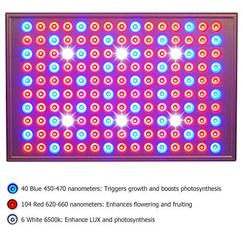 Diboys LED Grow Light for Indoor Plants, 45W Plant Lights Full Spectrum Panel Grow Light for Seedlings, Succulents, Micro Greens, Vegetable and Flower, 2 Pack