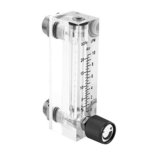 Gas Flowmeter LZM-6T Flowmeter Panel Type Flowmeter Acrylic PMMA Adjustable Panel Type Gas Flow Meter Tester 1~10LPM 1/4"BSP M181.5 with Control Valve for Oxygen Air Gas