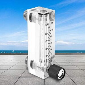 Gas Flowmeter LZM-6T Flowmeter Panel Type Flowmeter Acrylic PMMA Adjustable Panel Type Gas Flow Meter Tester 1~10LPM 1/4"BSP M181.5 with Control Valve for Oxygen Air Gas