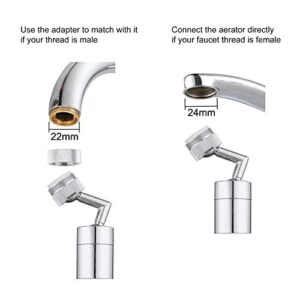 720-Degree Big Angle Swivel Universal Splash Filter Faucet Aerator,Dual Function Bathroom Sink Faucet Aerator,Multiple Function Gargle and Washing Eyes,15/16 Inch-27UNS-Male Thread-1.8GPM