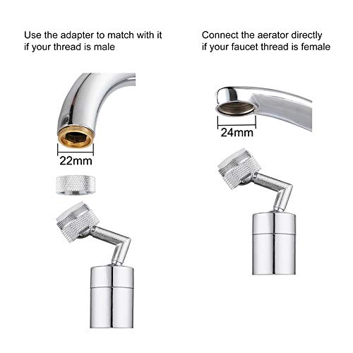 720-Degree Big Angle Swivel Universal Splash Filter Faucet Aerator,Dual Function Bathroom Sink Faucet Aerator,Multiple Function Gargle and Washing Eyes,15/16 Inch-27UNS-Male Thread-1.8GPM