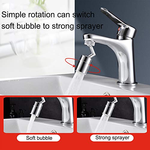 720-Degree Big Angle Swivel Universal Splash Filter Faucet Aerator,Dual Function Bathroom Sink Faucet Aerator,Multiple Function Gargle and Washing Eyes,15/16 Inch-27UNS-Male Thread-1.8GPM