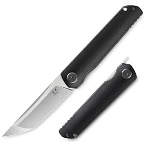 miki folding knife pocket japanese knife, g10 handle, edc knife w/ d2 steel blade, camping outdoor fishing and everyday carry, pocket samurai folding knife