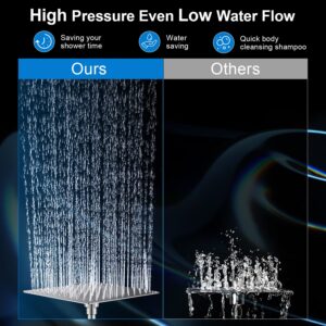 Shower Head Combo,10 Inch High Pressure Rain Shower Head with 11 Inch Adjustable Extension Arm and 5 Settings Handheld ,Powerful Shower Spray Against Low Pressure Water with Long Hose