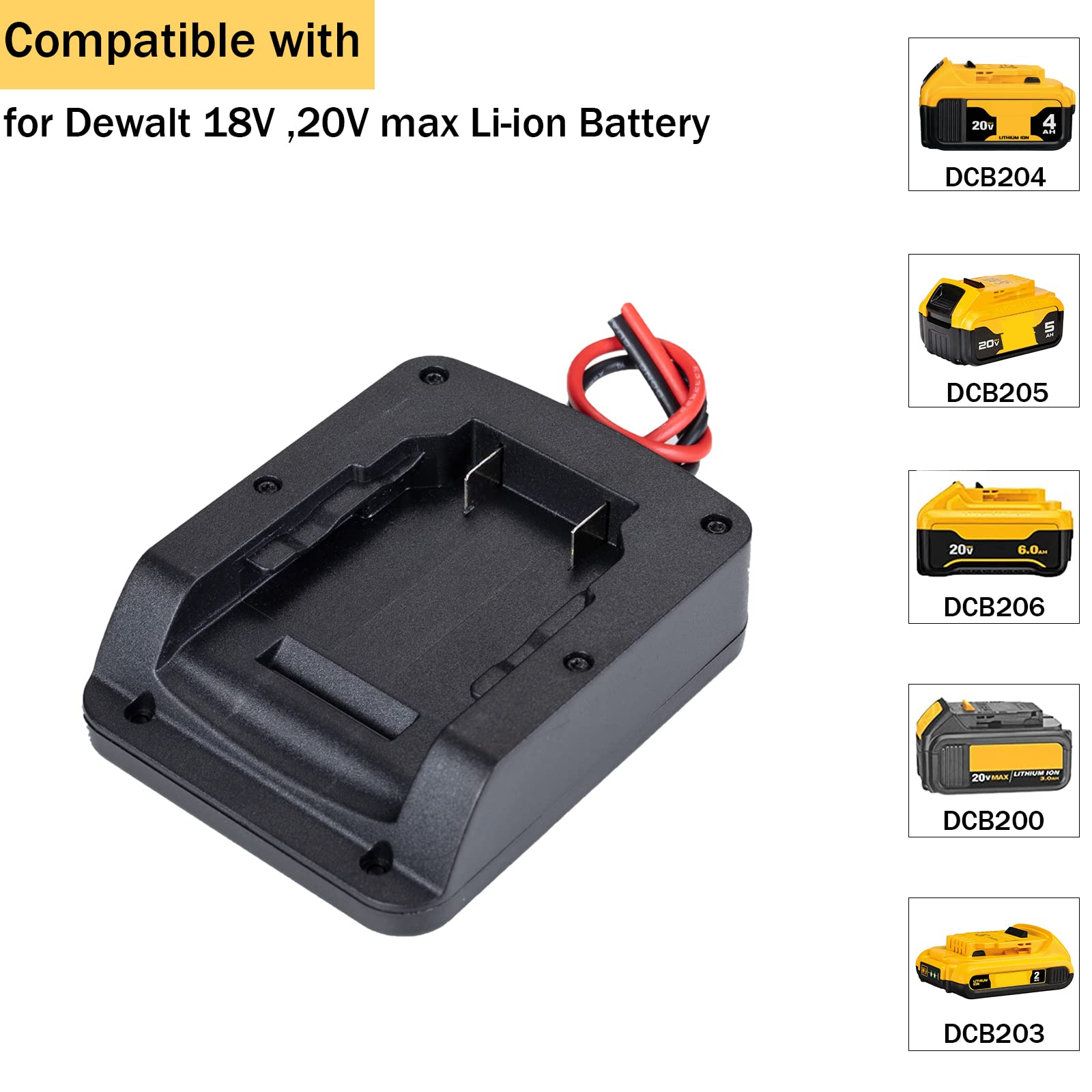 Anztek Power Wheels Adapter for dewalt 20V Battery for dewalt 18V Dock Power Connector 12 Gauge Robotics