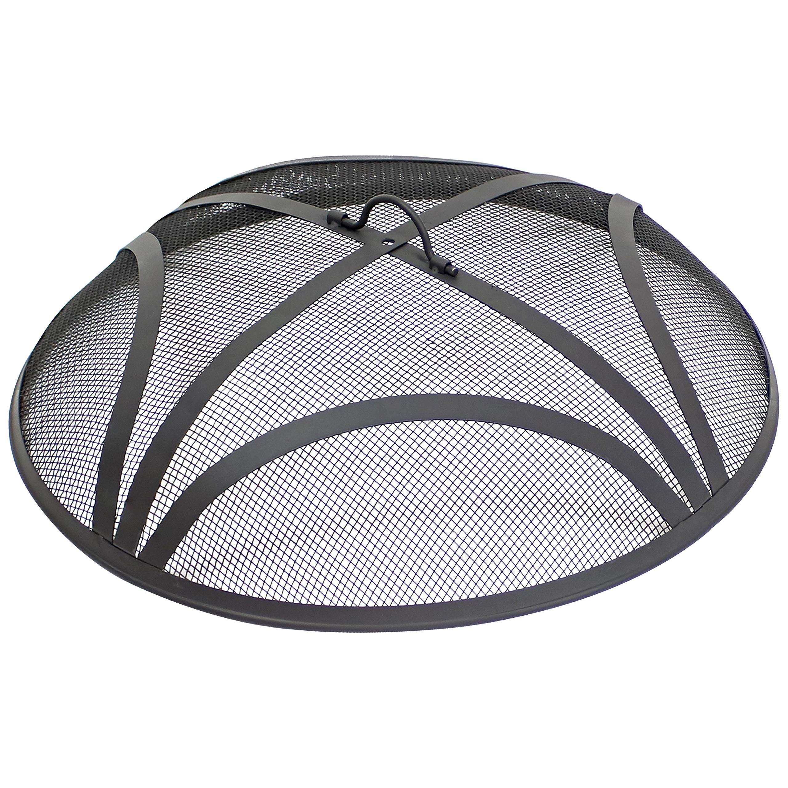 Sunnydaze Black Reinforced Steel Mesh Fire Pit Spark Screen with Ring Handle - 22-Inch Diameter