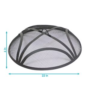 Sunnydaze Black Reinforced Steel Mesh Fire Pit Spark Screen with Ring Handle - 22-Inch Diameter