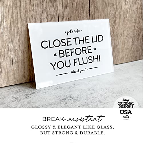 4x6 Inch Close the Lid Before You Flush Designer Sign ~ Ready to Stick, Lean or Frame