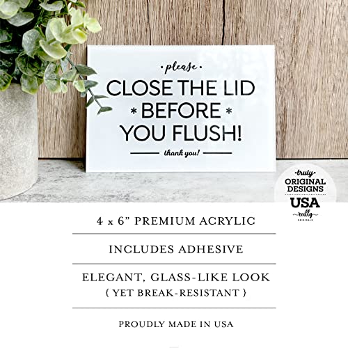 4x6 Inch Close the Lid Before You Flush Designer Sign ~ Ready to Stick, Lean or Frame