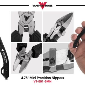 VAMPLIERS 4.75" Mini Precision Carbon Steel Nippers, ESD Safe Wire Flush Cutters. Suitable for Circuit Board Work. Made in Japan: VT-001-5MN