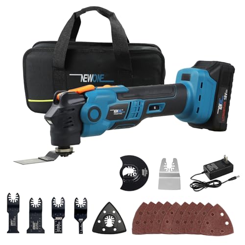 NEWONE Oscillating Tool Kit Compatiable with Makita 18V/20V Battery,Max Quick-release Anti-vibration Cordless Oscillating Multi-Tool,6 Variable Speed, Fast Charger,Carry Bag and 7pcs Saw Accessories