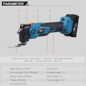 NEWONE Oscillating Tool Kit Compatiable with Makita 18V/20V Battery,Max Quick-release Anti-vibration Cordless Oscillating Multi-Tool,6 Variable Speed, Fast Charger,Carry Bag and 7pcs Saw Accessories