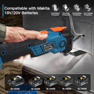 NEWONE Oscillating Tool Kit Compatiable with Makita 18V/20V Battery,Max Quick-release Anti-vibration Cordless Oscillating Multi-Tool,6 Variable Speed, Fast Charger,Carry Bag and 7pcs Saw Accessories