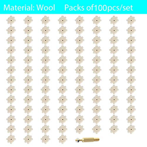 Aolamegs (100 Pack) .223/5.56 Wool Star Chamber Cleaning Pads or Attachment with Brass Connector