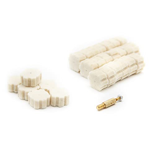 Aolamegs (100 Pack) .223/5.56 Wool Star Chamber Cleaning Pads or Attachment with Brass Connector