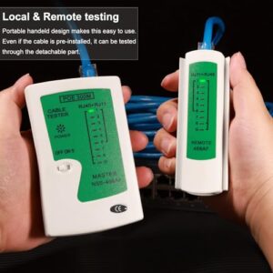 Hiija LAN Network Cable Tester/Continuity Tester for RJ45 RJ11 RJ12 Data Cable Twisted Pair Connections, CAT5/CAT6/CAT7 UTP LAN Wire Test Tool